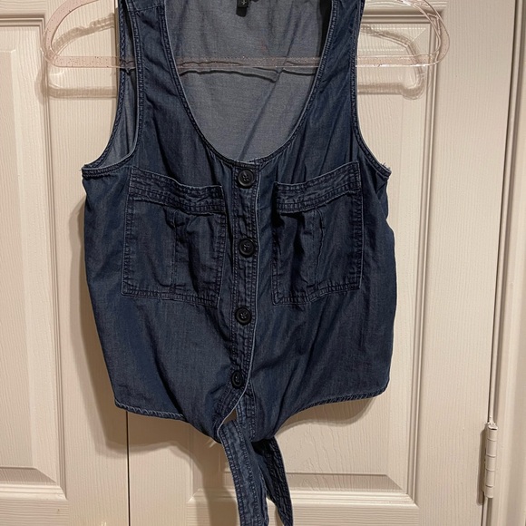 Express | Tops | Express Dark Blue Denim Vest | Poshmark